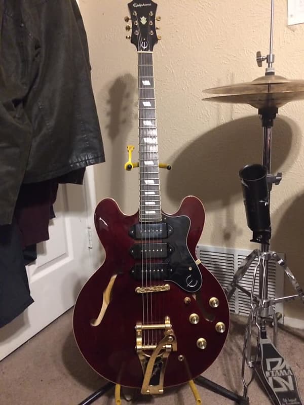 Epiphone Riviera P-93 2010s wine red Bigsby Hardware | Reverb