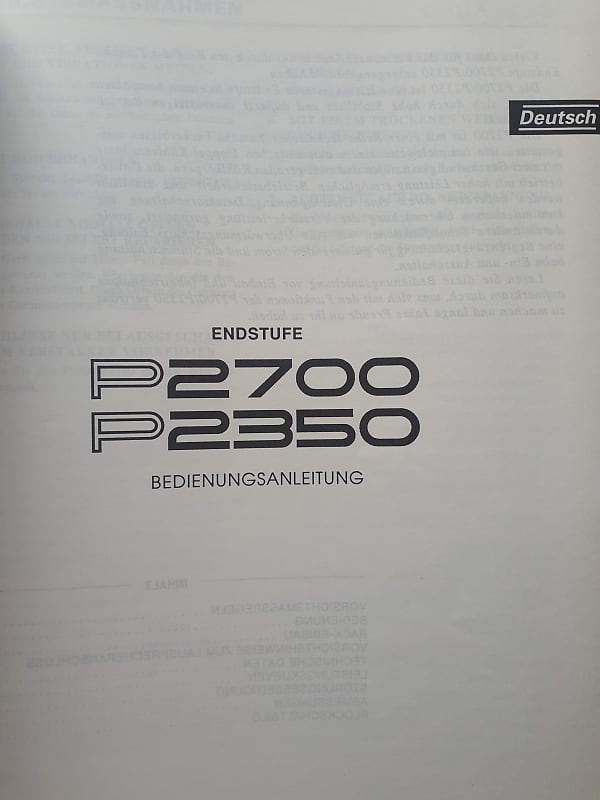 Operation Manual for Yamaha P2700 P250 Power Amplifiers in | Reverb