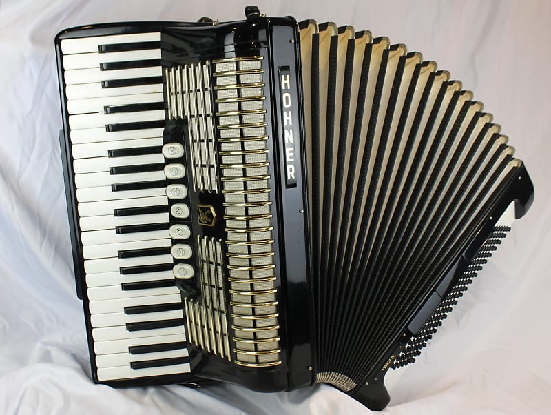 7520 - Black Gold Hohner Verdi III Piano Accordion LMM 41 120 | Reverb
