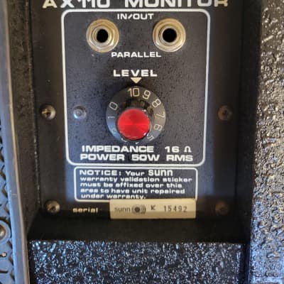 Pair Sunn AX 110 Monitor 1987 - Black Passive 50 watt 16 ohm | Reverb