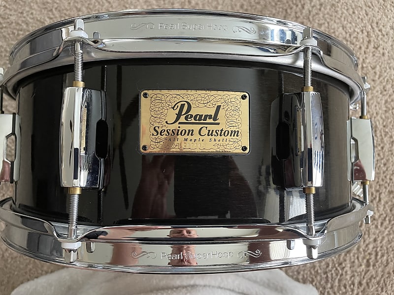 Pearl 14x5.5 Session Custom Maple Snare Drum Carbon Mist | Reverb