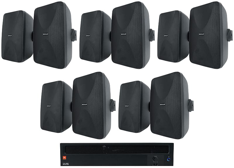 JBL CSA1300Z 70v Commercial Amplifier + (10) Black Wall Mount | Reverb