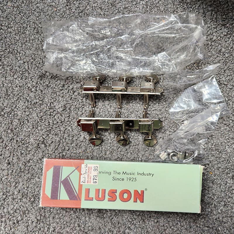 Kluson 3 per side plank tuning gears metal button | Reverb