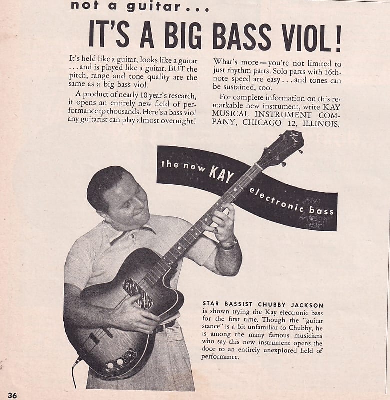 KAY ELECTRIC BASS 1952 VINTAGE ADVERT | Reverb