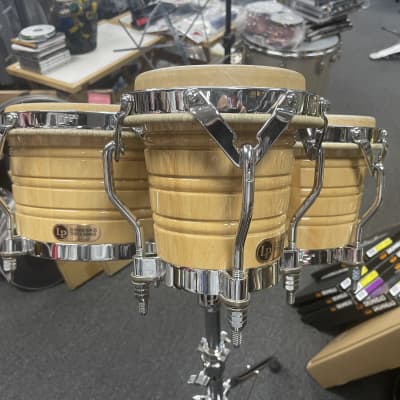 L.P. Triple Bongo set with stand 2021 - Natural Lacquer | Reverb