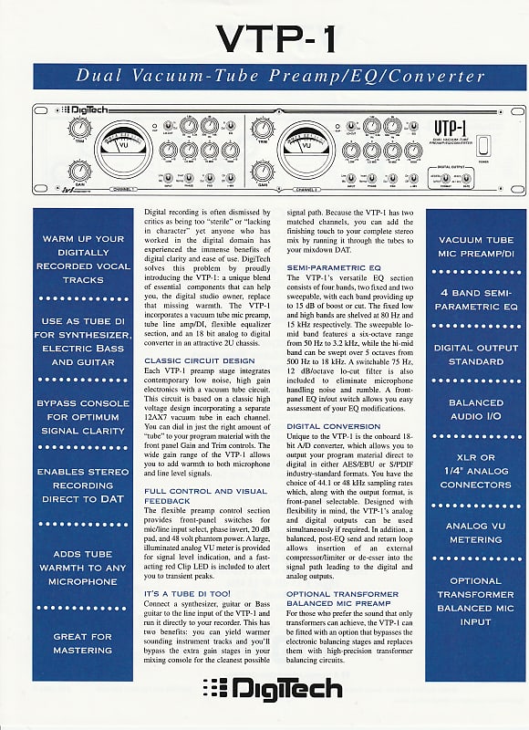 Digitech -VTP-1 Promotional Cut Sheet | Reverb