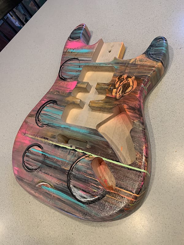 Hand Painted Abstract guitar Strat Stratocaster body | Reverb