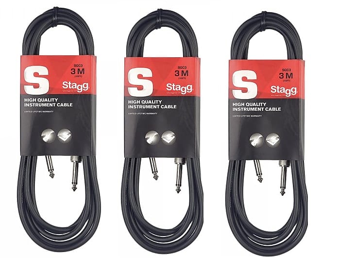 3 Stagg SGC3 10 Foot Professional Guitar Cable With Noise | Reverb
