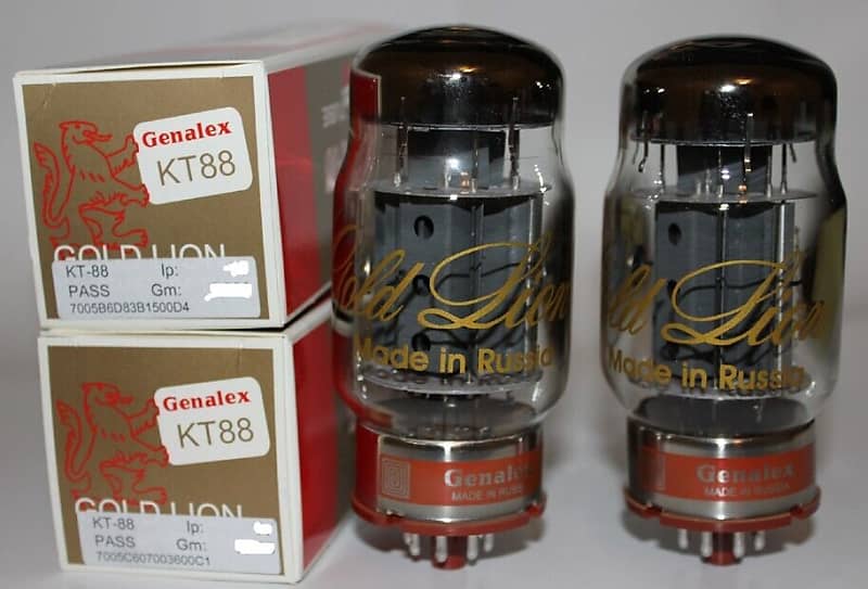 Factory Platinum Matched Pair Genalex Gold Lion KT88 tubes, | Reverb
