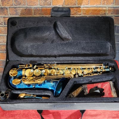 Slade Eb Student Alto Saxophone Blue & Gold w/ Carrying Case | Reverb