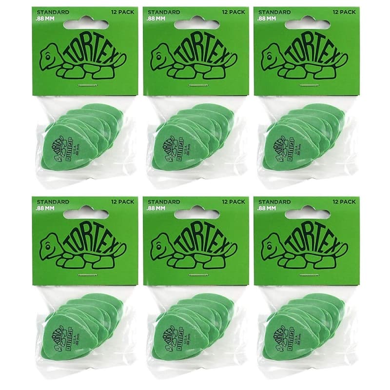 Dunlop Tortex Standard 12 Pack .88mm Green Picks 6-Pack | Reverb