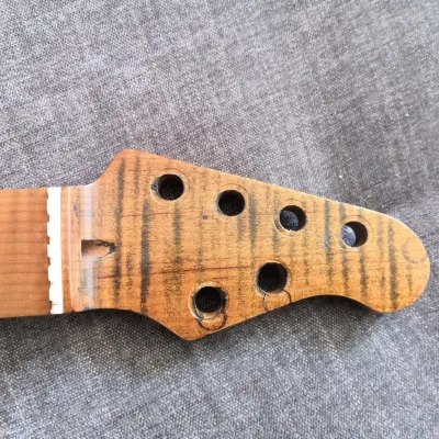 Custom baritone guitar neck - 30" - roasted flame maple | Reverb