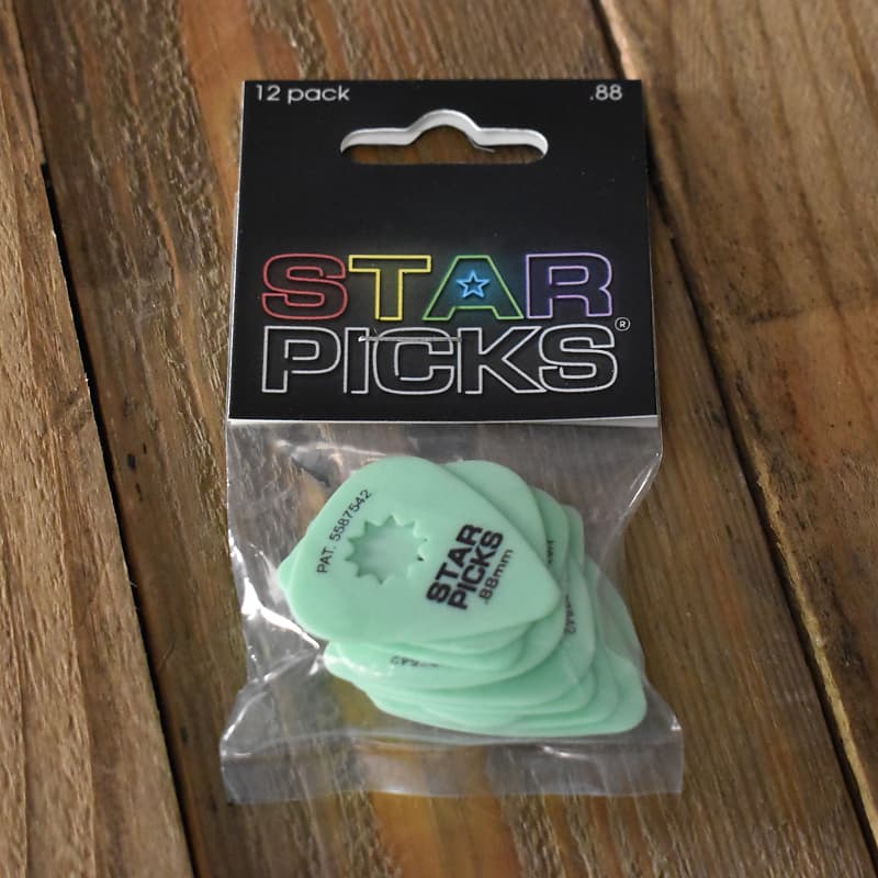 Star Picks Green .88mm Guitar Picks - 12 Pack | Reverb