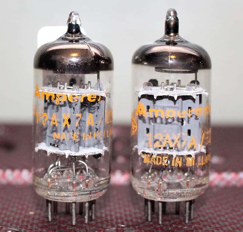 AMPEREX 12AX7 HOLLAND ECC83 TIGHT MATCH PAIR GRAY PLATE | Reverb UK