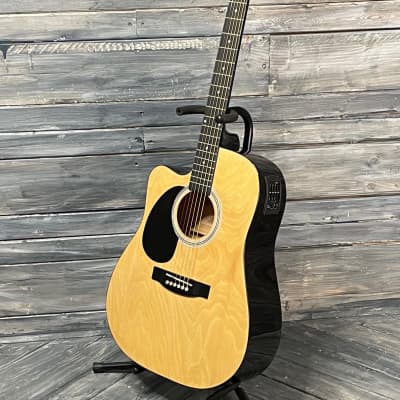 Stagg Left Handed SW-203CE Acoustic Electric Guitar - Natural | Reverb