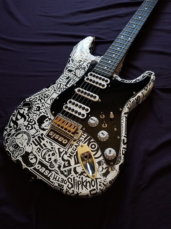 CUSTOM PARTSCASTER STICKER BOMBED | Reverb