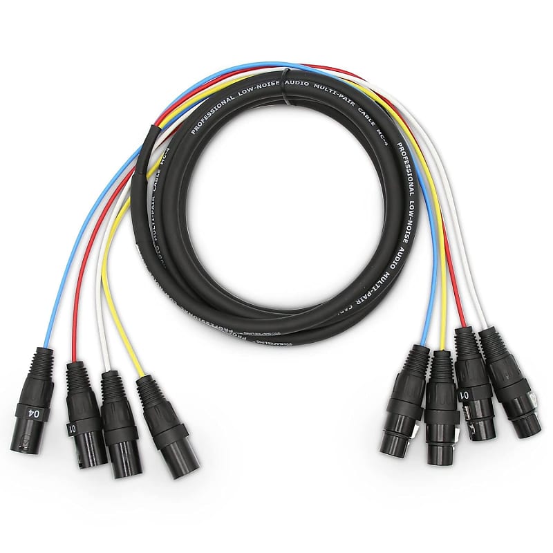 4 Channel XLR Male to Female Snake Cable, 6 Feet, with Color | Reverb