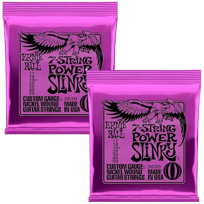 2 Pack Ernie Ball POWER SLINKY NICKEL 7-STRING ELECTRIC | Reverb