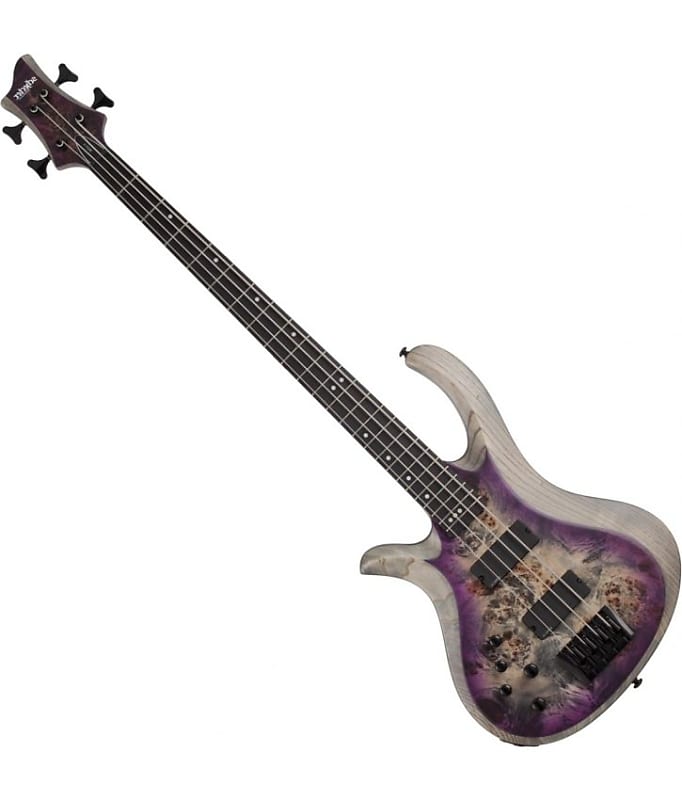 Schecter RIOT-4 Left Hand Electric Bass in Satin Aurora Burst | Reverb
