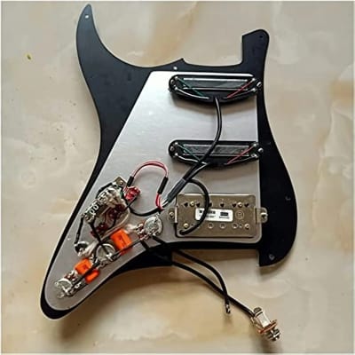 HSS Black Strat Style Guitar Prewired Loaded Pickguard with | Reverb