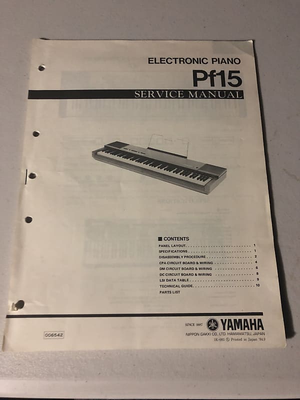 Yamaha PF15 Electronic Piano Service Manual 1984 | Reverb UK