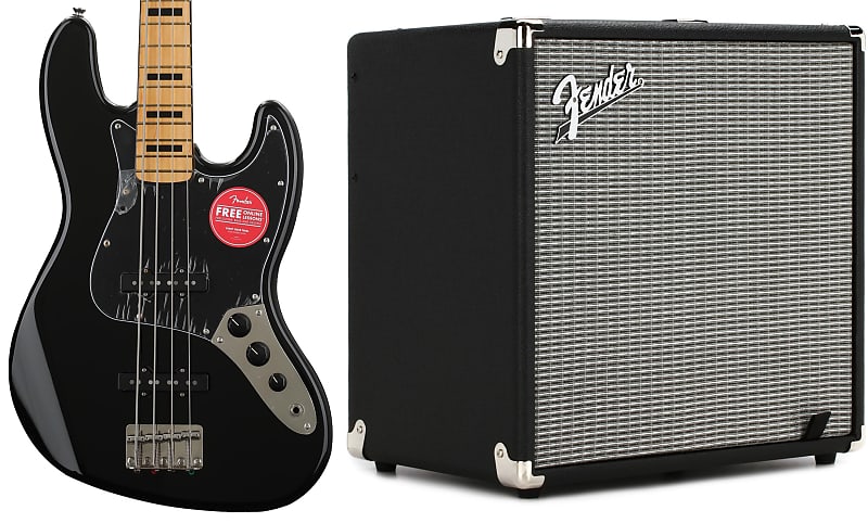 Squier Classic Vibe '70s Jazz Bass - Black Bundle with Fender | Reverb