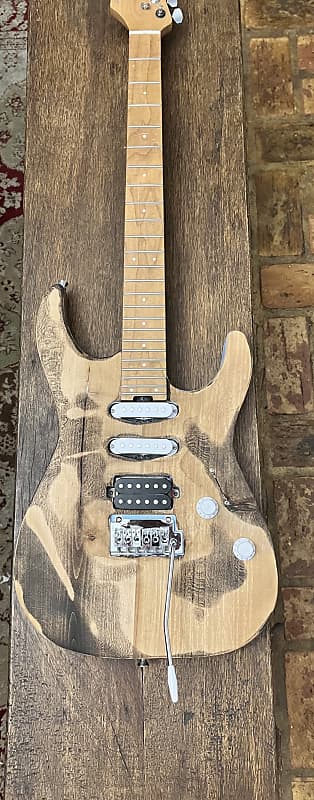 Unkown Super Strat 2019 Wood stain and powder blue | Reverb
