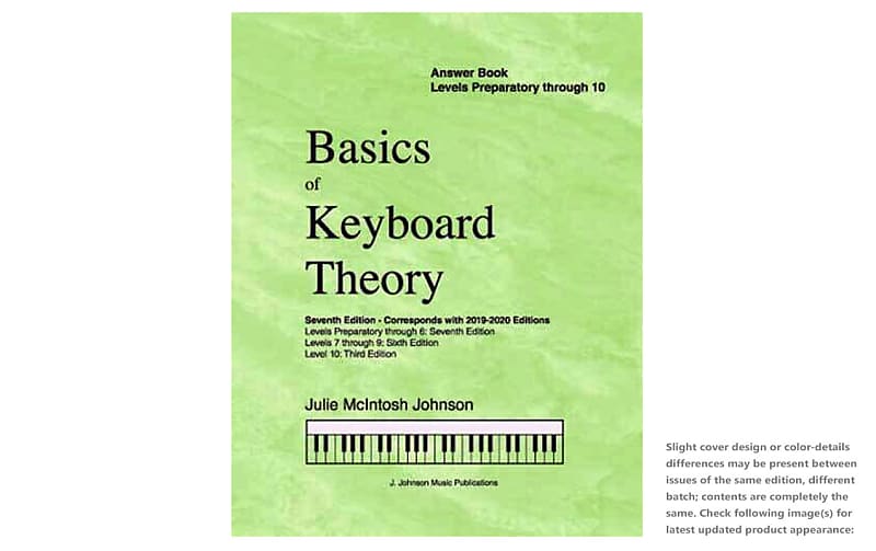 J Johnson Basics of Keyboard Theory Answer Book Levels Prep | Reverb