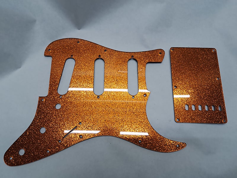 Copper Sparkle Glitter SSS pickguard + trem cover set Fits | Reverb