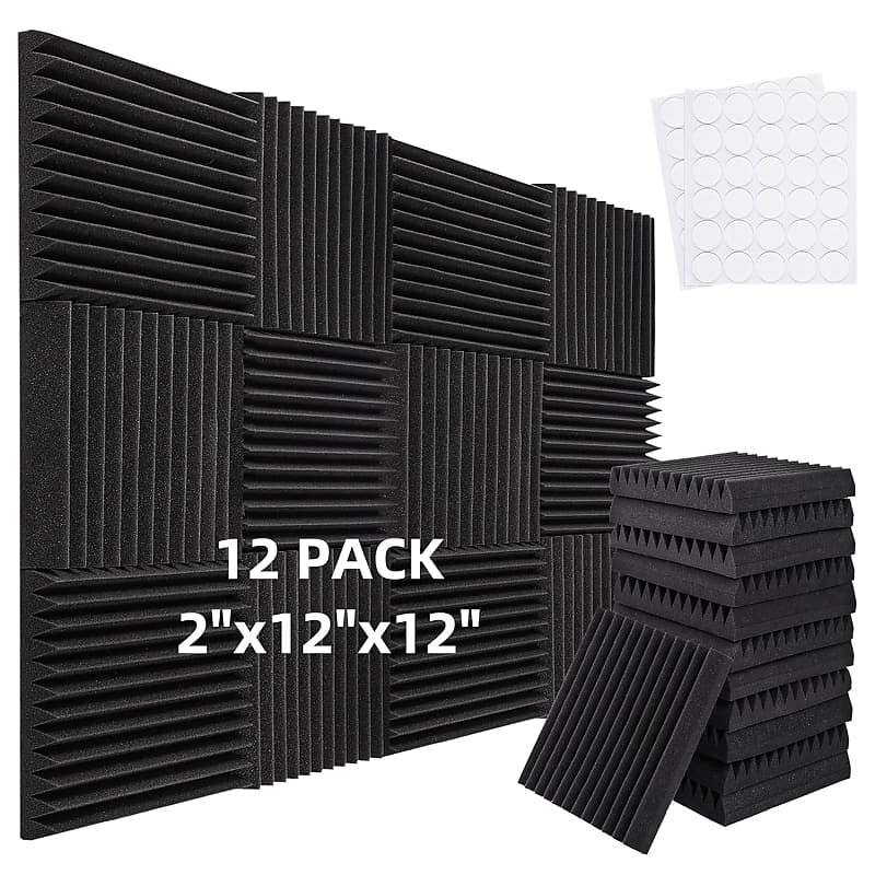 Acoustic Foam Panels - Pack Of 12 Flame Retardant Sound Proof | Reverb