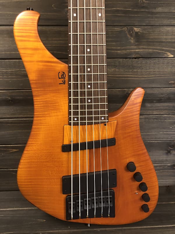 LeFay Singer 6 string Bass guitar 2014 Satin / Gold Orange le | Reverb