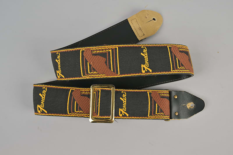 1970s Vintage Fender Legacy Monogrammed Leather Guitar Strap | Reverb