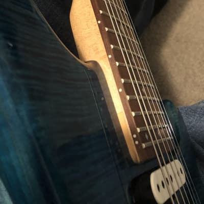 Warmoth 7 String guitar Translucent Blue | Reverb