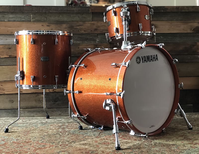 Yamaha Absolute Hybrid Maple Orange Sparkle Drum Set 22 13 16 | Reverb