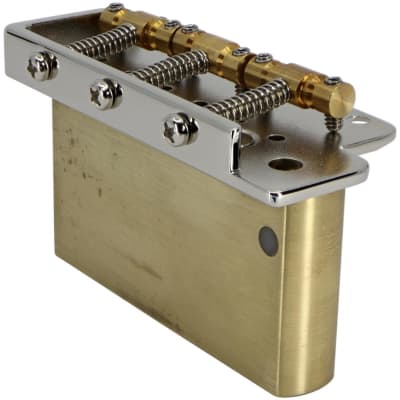 Strat/Tele - Trem Bridge w/ 1/4" Brass Saddles - Satin Nickel | Reverb