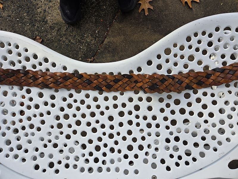 No Name - Brown Leather Braided Guitar Strap | Reverb