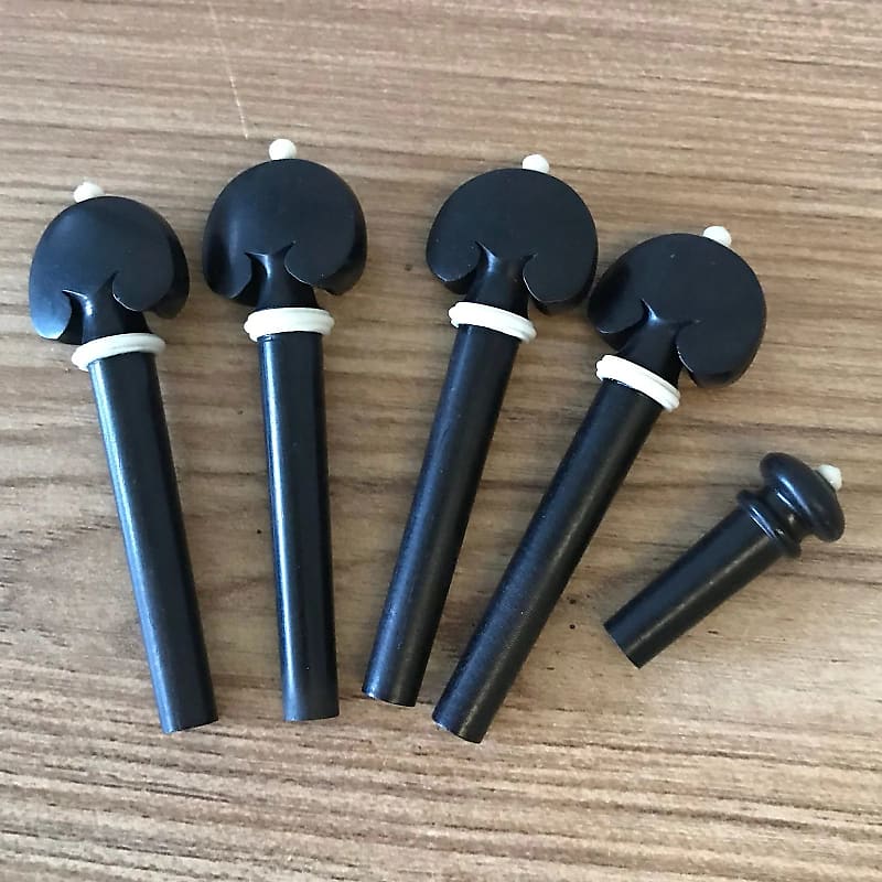 Solid Ebony with Bone 4/4 Violin Tuning Pegs | Reverb