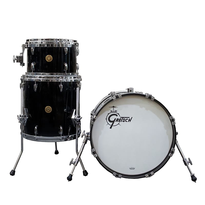 Gretsch USA Custom 3-Piece Shell Kit - Solid Black Nitron | Reverb