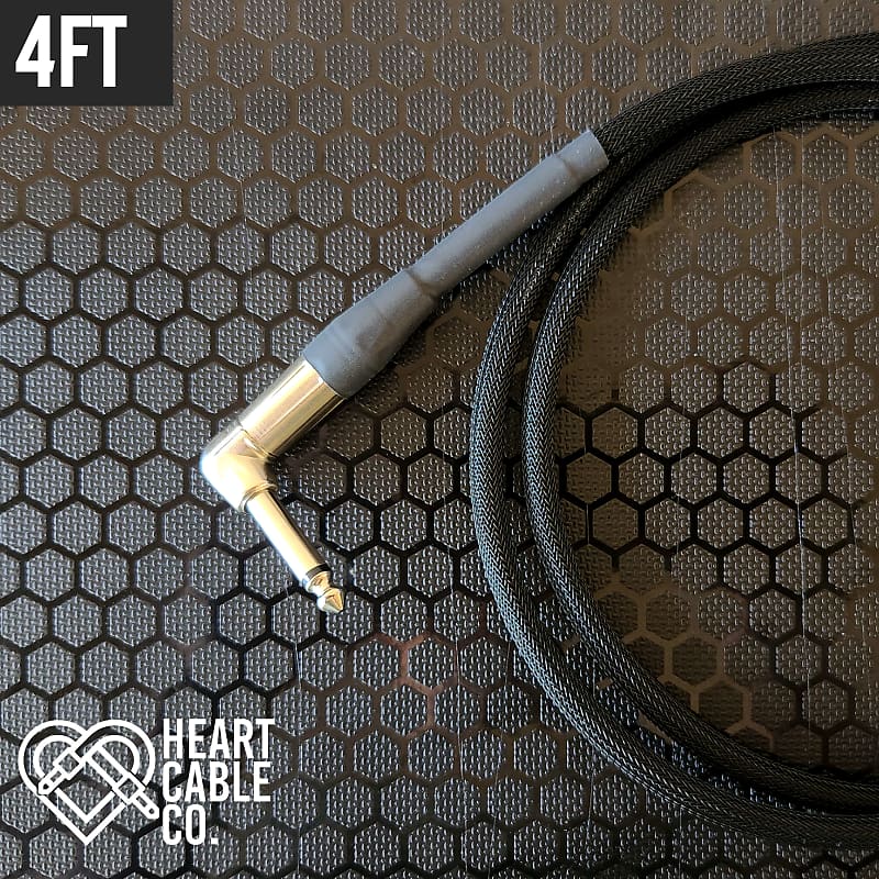 HEART CABLE CO. Obsidian 4' - TS Straight to TS Right Angle | Reverb