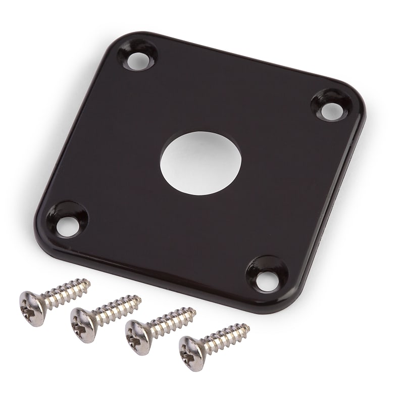 Square Gibson Style Plastic Input Jack Plate, Black | Reverb