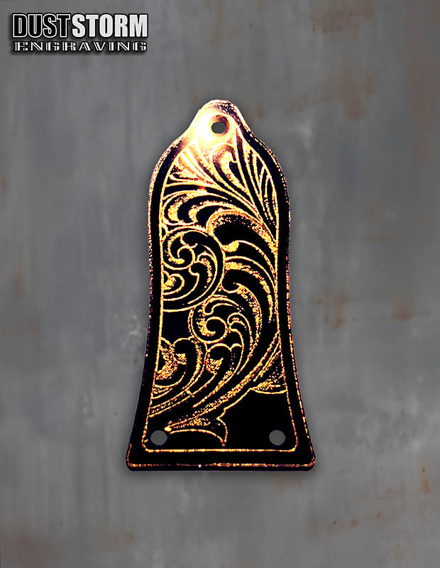 Truss Rod Cover for Epiphone Les Paul in Black with Gold | Reverb