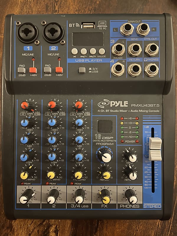 Pyle 4-Channel Bluetooth Studio Pro Audio DJ Mixer PMXU43BT.5 | Reverb