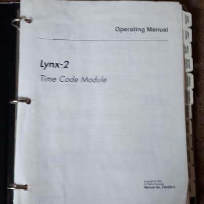 Lynx Operating Manual for Lynx-2 Time Code Module 1992 | Reverb
