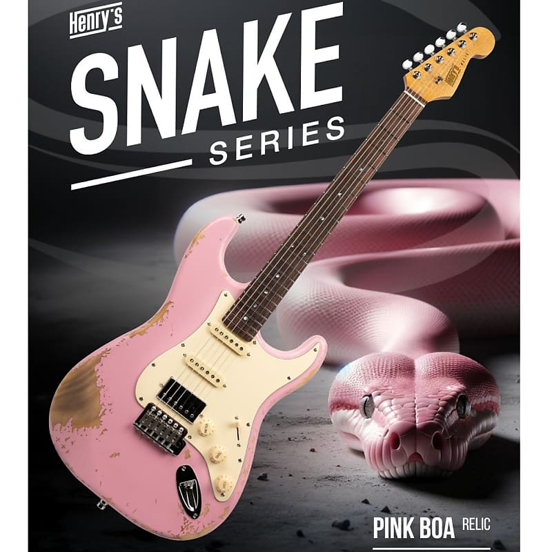 Henry's Electric Guitar - Snake Boa ST-1 Strat Pink Relic - | Reverb