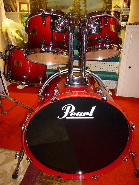 pearl session custom 4 piece maple drum set 2006 cranberry | Reverb