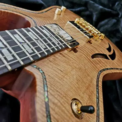 SJ Custom Guitars, Hollowbody,Flame Mango Top, Mahogany Back, | Reverb