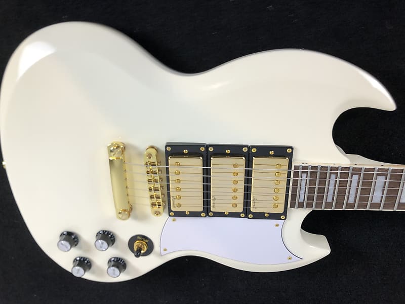 Harley Benton DC-600 VI Vintage Ivory SG with Gold Hardware + | Reverb