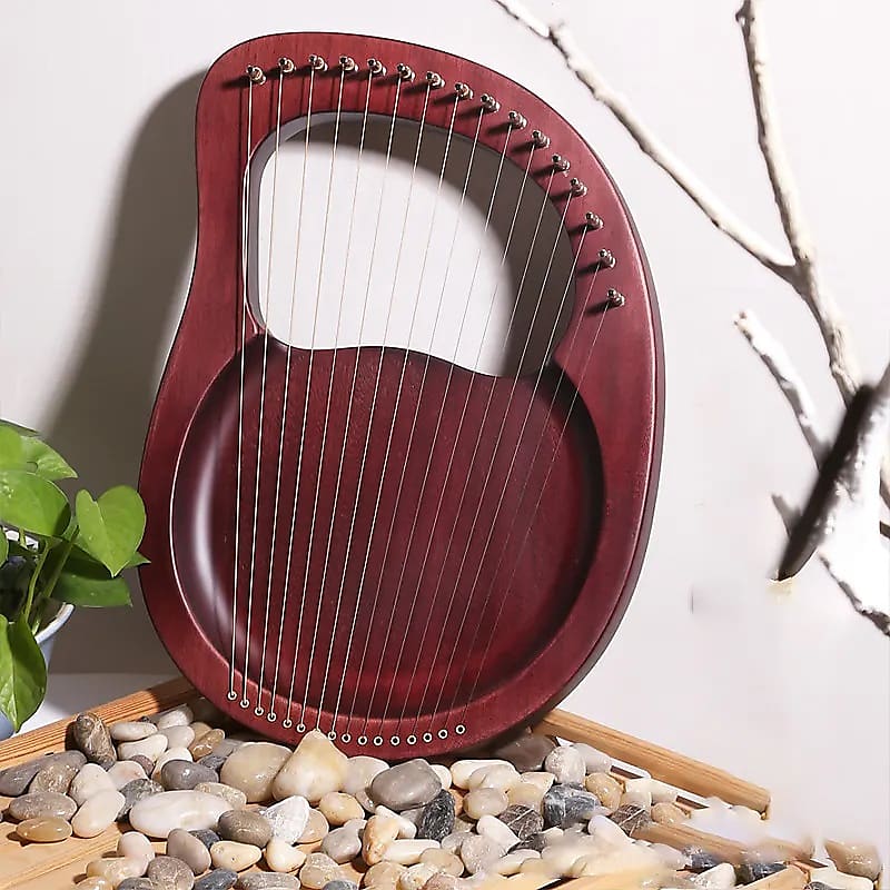 Solid wood veneer portable lyre -16 string purple red | Reverb