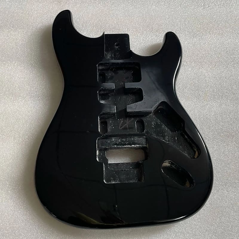 Glossy Black Guitar Strat Style Body with Double Locking | Reverb