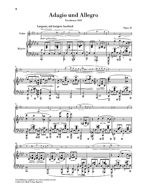 Robert Schumann Adagio And Allegro Op 70 Edition For Violin | Reverb